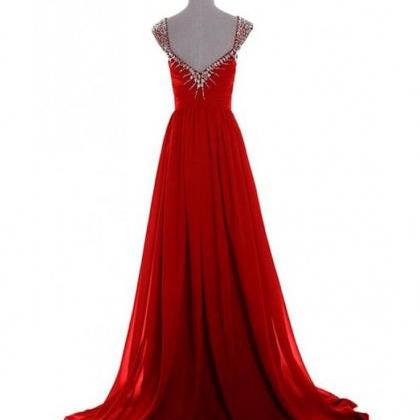 Red Chiffon Prom Dresses, Evening Dresses, Formal Dresses, Graduation ...