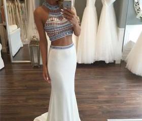 Two Piece Beaded Prom Dresses, Formal Dresses, Graduation Party Dresses ...
