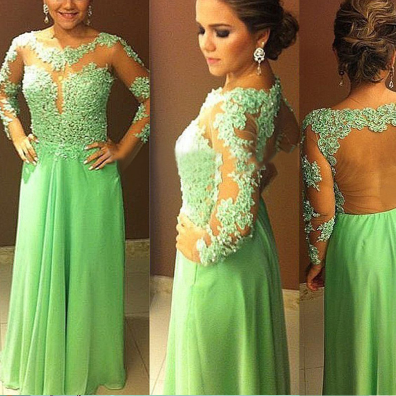 Green Prom Dress With Long Sleeves Pst0660 on Luulla