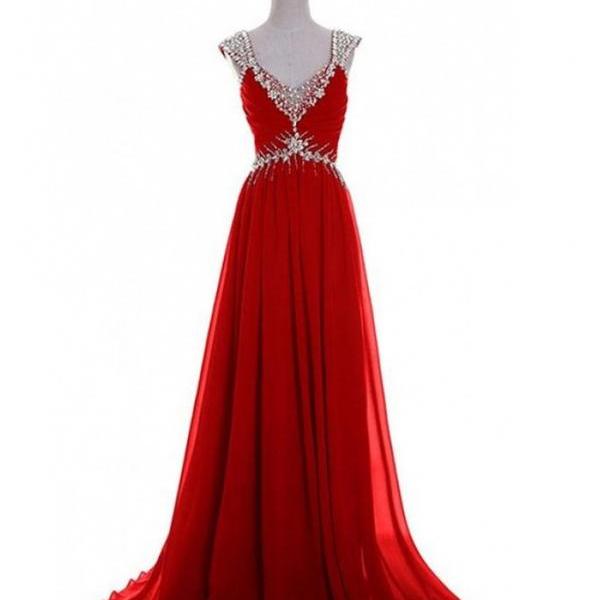 Red Chiffon Prom Dresses, Evening Dresses, Formal Dresses, Graduation ...