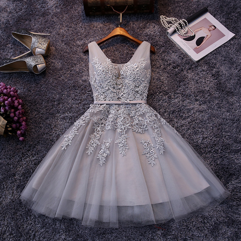 Short Lace Prom Gowns Cocktail Dresses Tulle Skirt Pst0049 on Luulla